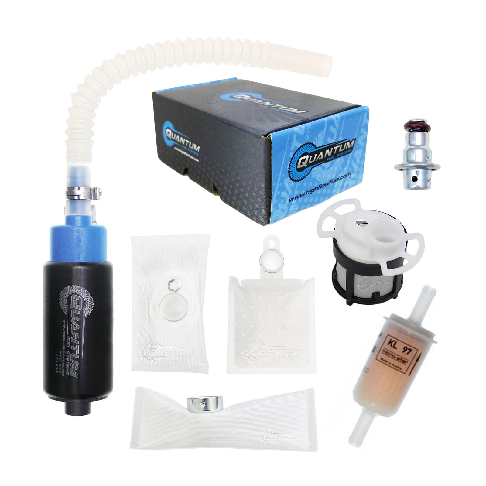 New QUANTUM In-Tank EFI Fuel Pump With Regulator Tank Seal Filter #QFH